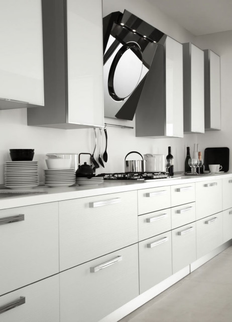 Modern white kitchen with wood grain - Modern - Kitchen - Miami - by ...