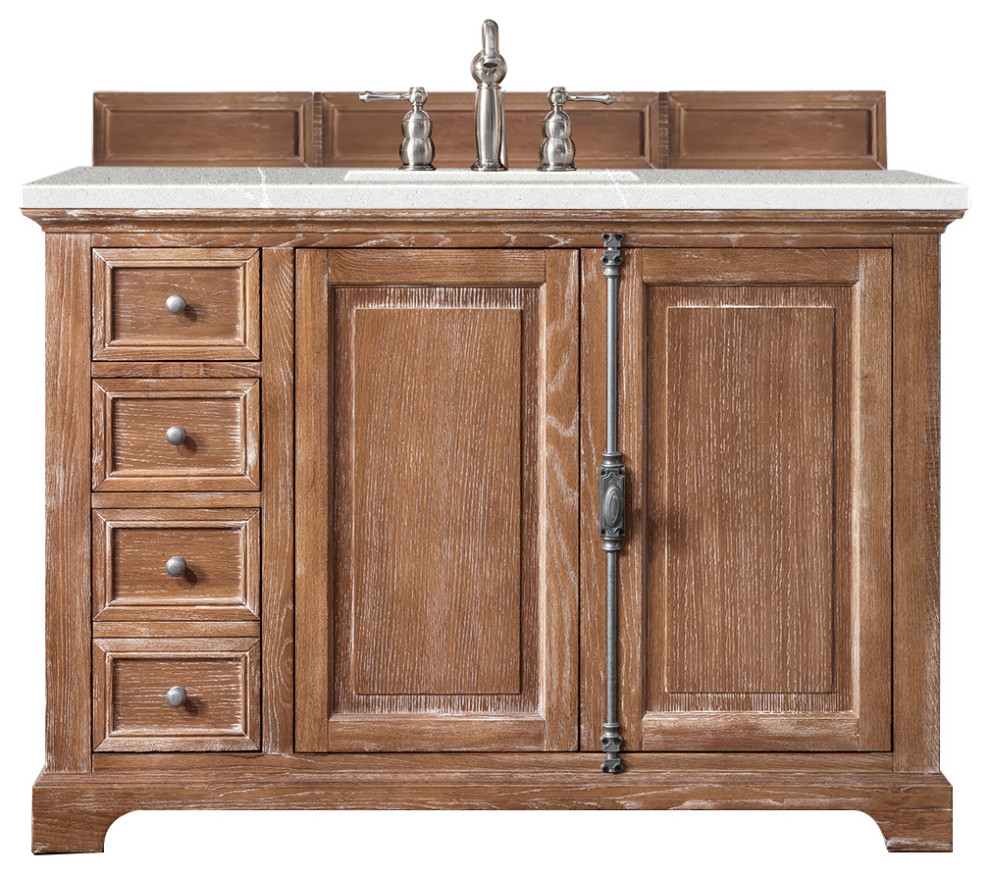 Providence 48" Vanity, Driftwood, Eternal Serena Quartz Top - Farmhouse ...