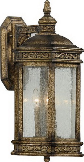 Dark Silver and Clear Seedy Glass Exterior Wall-Light - Traditional ...