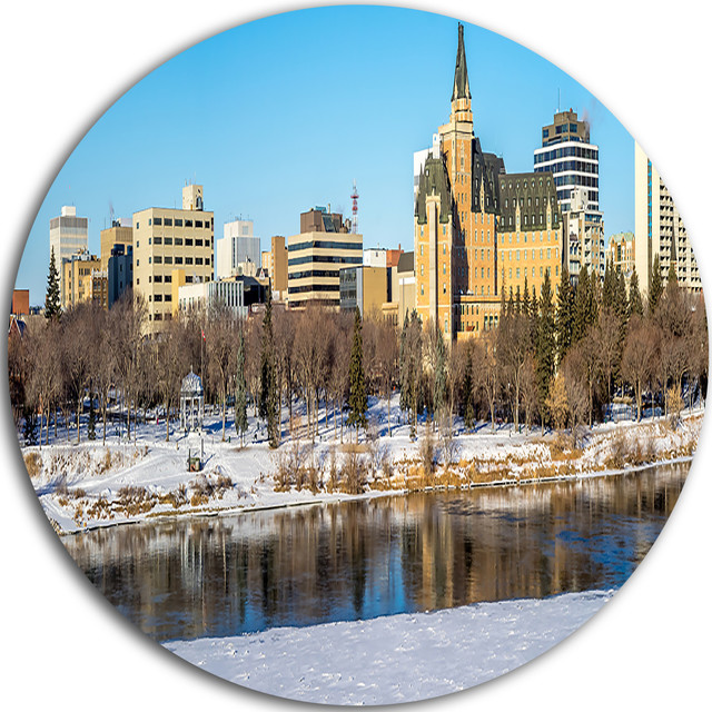 Saskatoon Skyline, Landscape Photo Round Wall Art, Disc of 11 inch ...