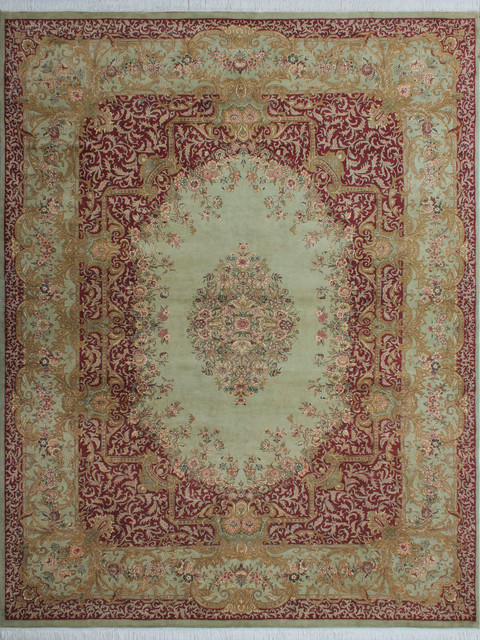 Pak-Persian Abusan Light Green Rug, 9'0x11'10 - Traditional - Area Rugs ...