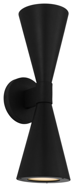 Albertine 2-Light Outdoor Wall Light in Textured Black by Aerin, 6.000 ...