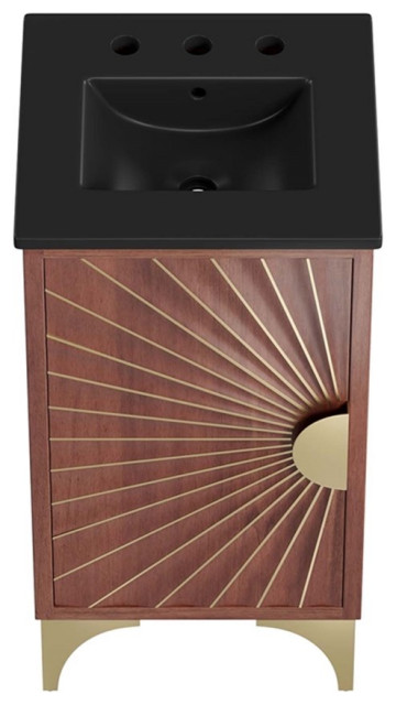Modway Daylight 18" Solid Mango Wood Bathroom Vanity in Black/Walnut ...