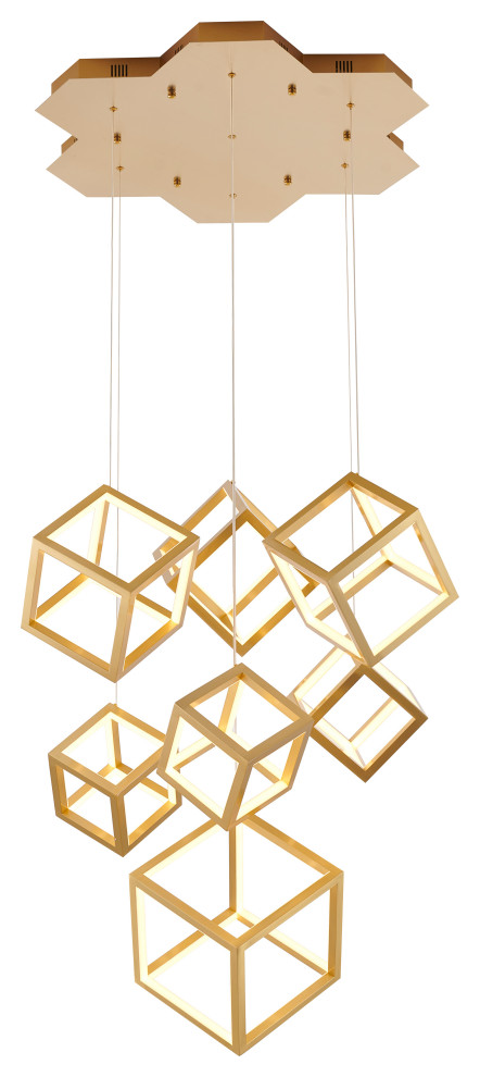 7-Light LED Floating Box Ceiling Fixture - Contemporary - Chandeliers ...