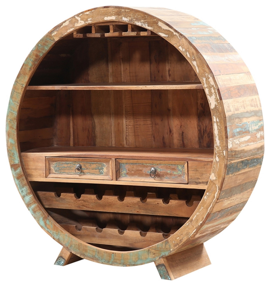 Temecula Round Bar Cabinet - Rustic - Wine And Bar Cabinets - by Sierra ...