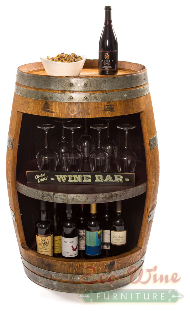 Wine Barrel Rack, Storage Handcrafted - Transitional - Wine And Bar ...
