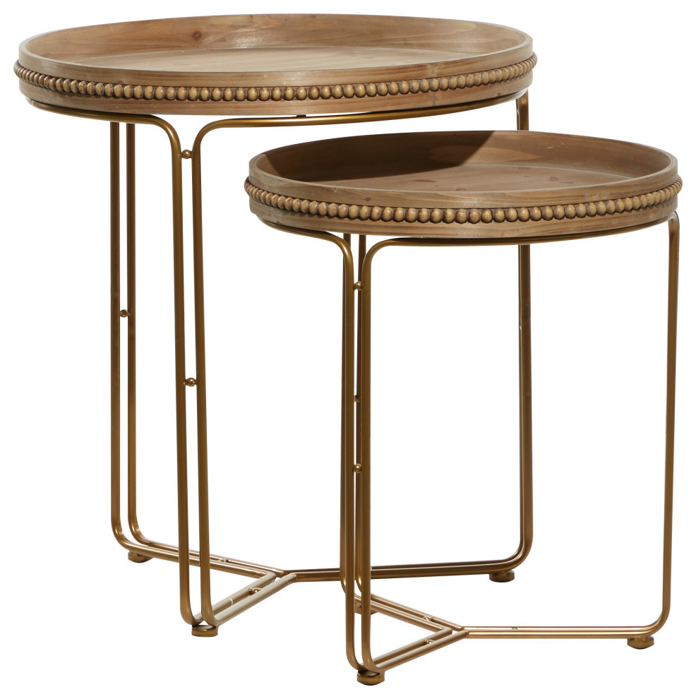 Contemporary Brown Wooden Accent Table Set 92171, S/2 26", 22"H - Contemporary - Coffee Table ...