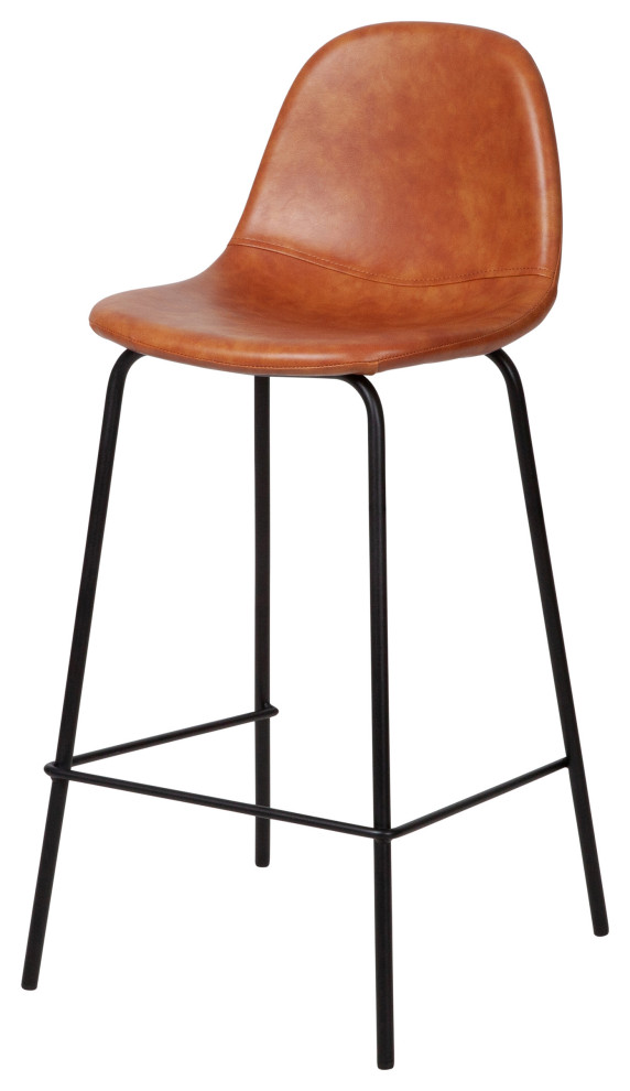 Smart Counter Stool, Cognac Brown - Set of 2 - Midcentury - Bar Stools ...