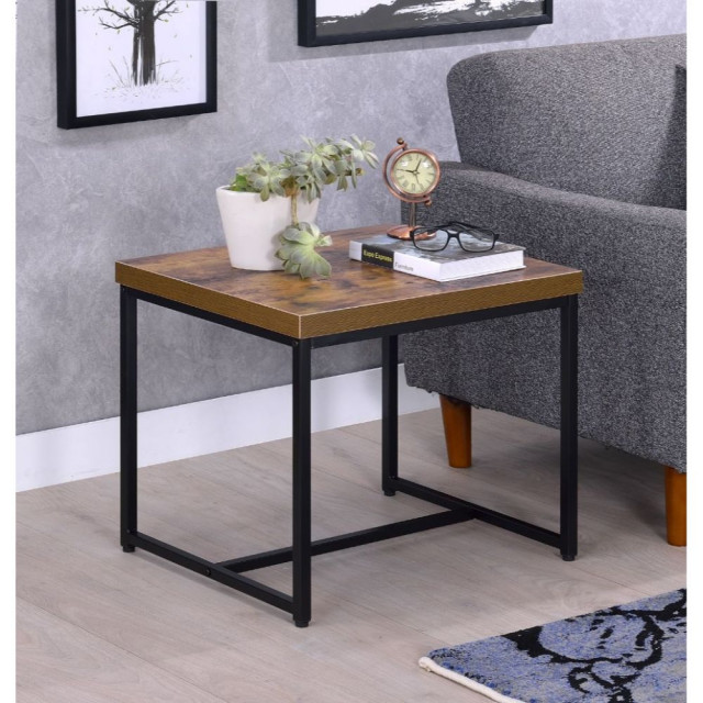 Acme Bob End Table Weathered Oak and Black - Industrial - Side Tables ...