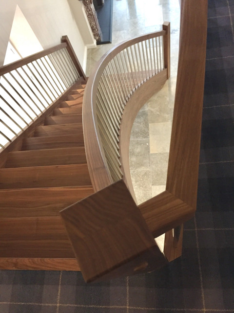 Contemporary curved helical staircase in beautiful Black Walnut ...