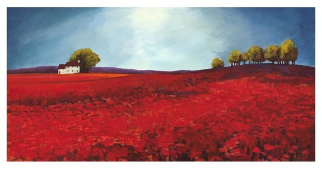 "Field of Poppies" Digital Paper Print by Philip Bloom, 26"x14", 20"x38 ...