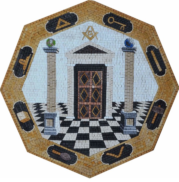 Geometric Mosaic Design, Romanesque, 48" x 48" - Contemporary - Tile ...