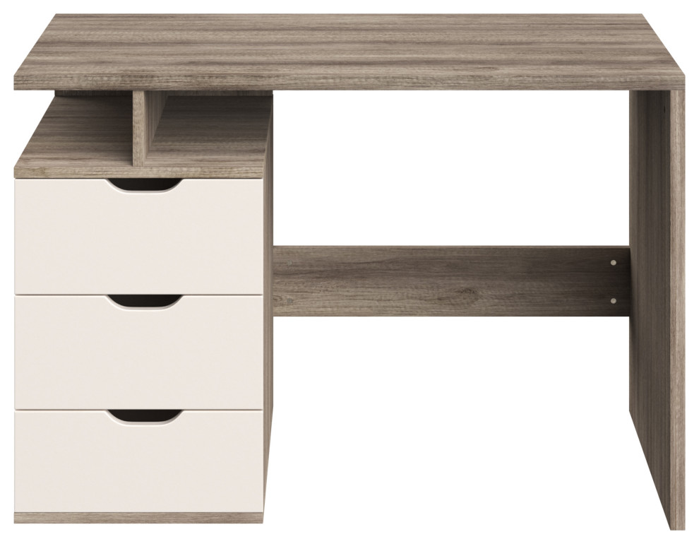 Contemporary Desk, Attached 3-Drawer - Transitional - Desks And Hutches ...