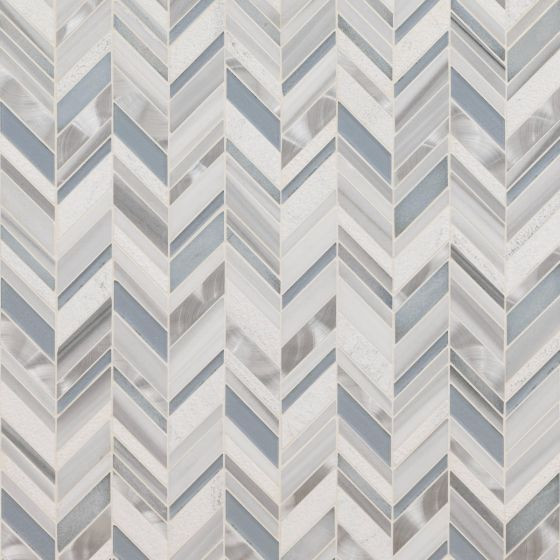 Harlow Chevron 11.55X12.48 Multi Finish Glass/Stone/Metal Mosaic ...