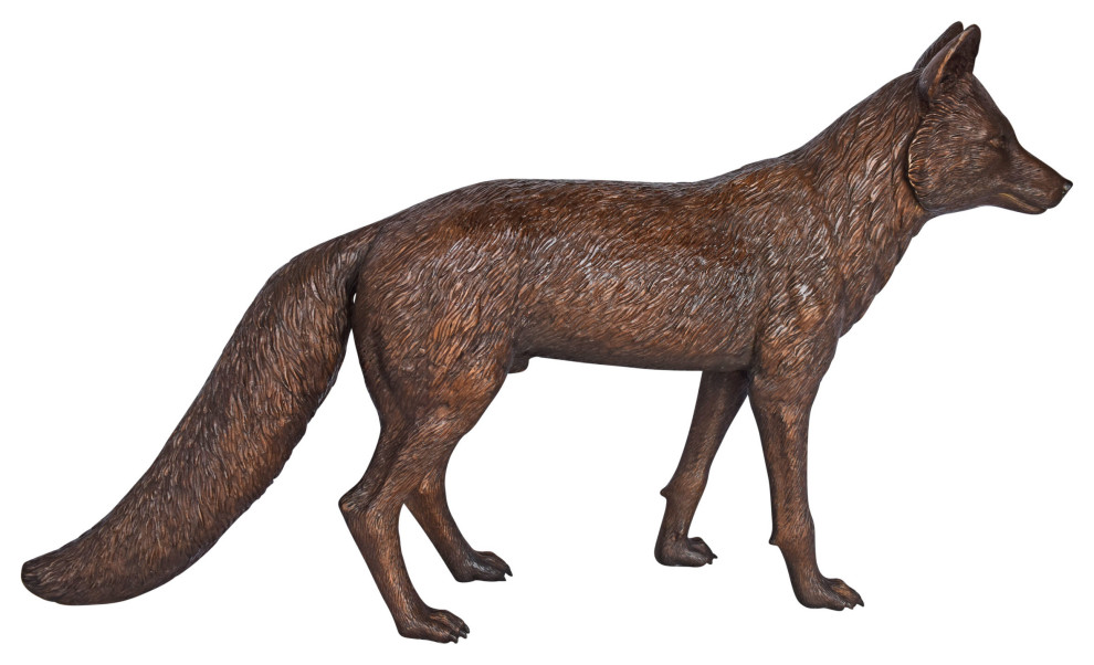 Fox Standing Life Size Bronze Statue - Size: 42"L x 9"W x 27"H ...