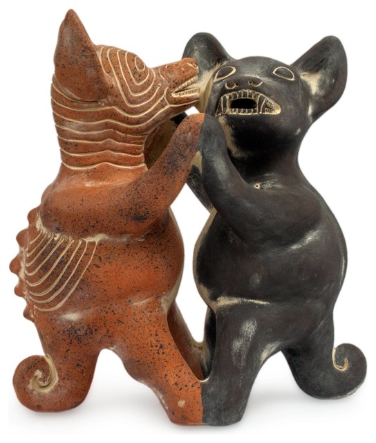 Dancing Colima Dogs Ceramic Figurine - Farmhouse - Decorative Objects ...