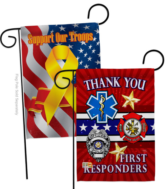 First Responders Garden Flags Pack Support Our Troops Double-Sided 13x18.5, Support Our Troops ...