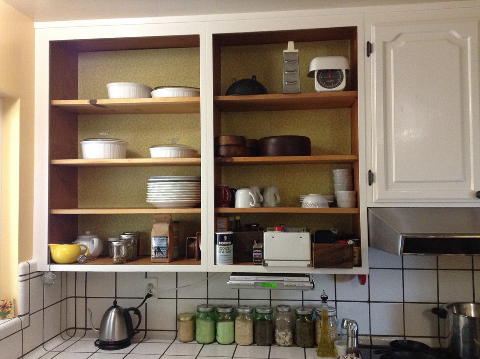 Open kitchen cabinets