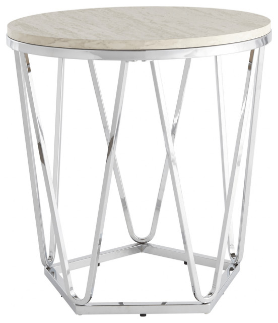 23" Silver Manufactured Wood And Iron Round End Table - Contemporary ...