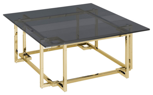 Stainless Steel Cocktail Table, Gold, 41x41x18" - Contemporary - Coffee ...