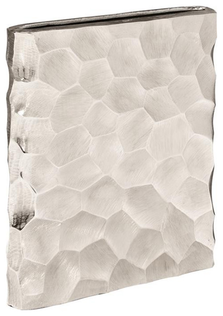 Hammered Aluminum Flat Vase Bright Silver, Large - Contemporary - Vases ...