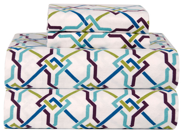 Celeste Home Flannel Sheet Set, Queen - Modern - Sheet And Pillowcase ...