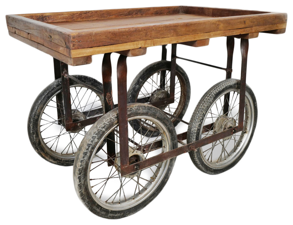 Consigned Vintage Motorbike Wheel Cart - Industrial - Utility Carts ...