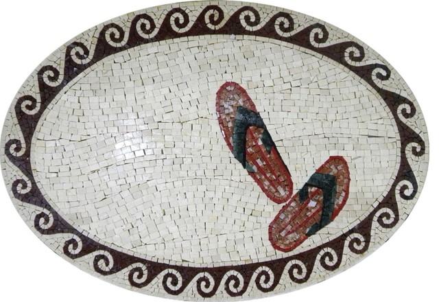 Flip Flop Mat Mosaic Rug, 47" x 33" - Beach Style - Tile Murals - by ...