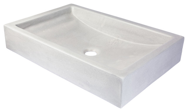 Eden Bath EB_N008LG 22 Inch Shallow Wave Concrete Vessel Sink In Light ...