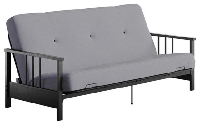 DHP Tallie Full Metal Arm Futon with 6" Thermobonded Herringbone ...