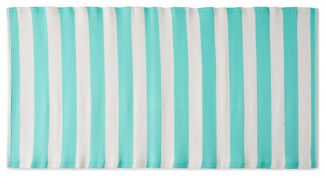 Aqua Floral Outdoor Rug 5 Ft Round - Outdoor Rugs - by VirVentures | Houzz