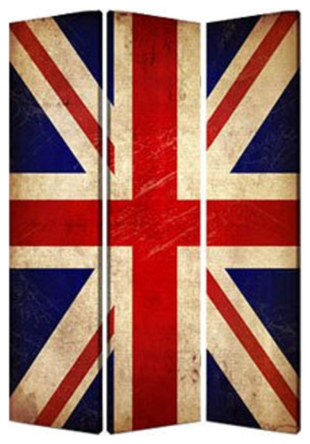 1" x 48" x 72" Multi Color Wood Canvas Union Jack Screen - Contemporary ...