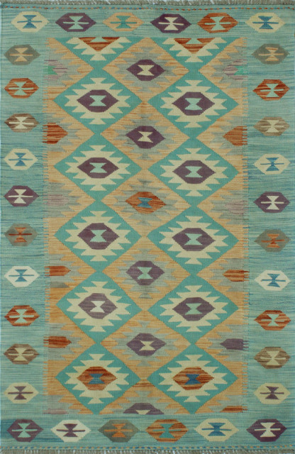Sun Faded Kilim Minko Light Blue/Purple Rug, 4'1x5'11 - Southwestern ...