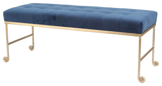 Justin Bench, Navy Velvet - Contemporary - Upholstered Benches - by ...