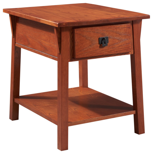 Traditional End Table, Canted Design With Lower Display & Storage ...