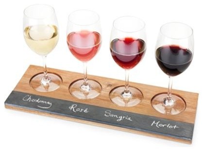 Rustic Farmhouse Acacia Wood Wine Flight Board - Contemporary ...