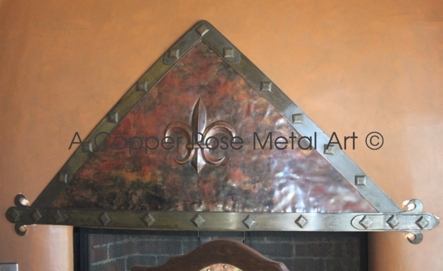 Custom Hand-embossed Fleur de Lis Fireplace Shroud - Los Angeles - by ...
