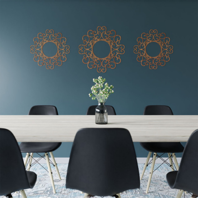 6 3/8"ID Augustus Fretwork Ceiling Medallion, Red Oak, 18"OD, 1/4"T, 32 ...