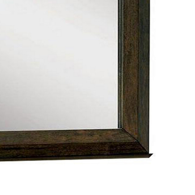 Rectangular Wooden Frame Mirror With Dual Tone Look, Brown - Rustic ...