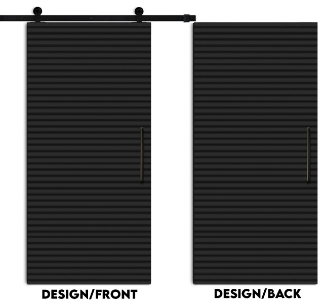 Fluted Wooden Sliding Barn Door Horizontal Lines, 34"x81" Inches ...