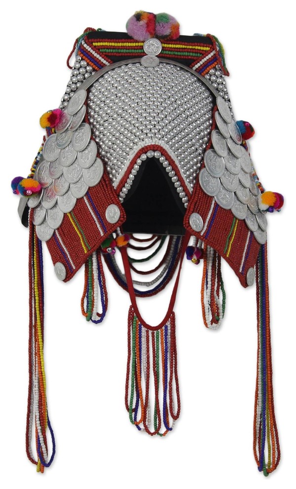 Handmade Akha Bride Beaded Akha Headdress, Thailand - Asian - Wall ...