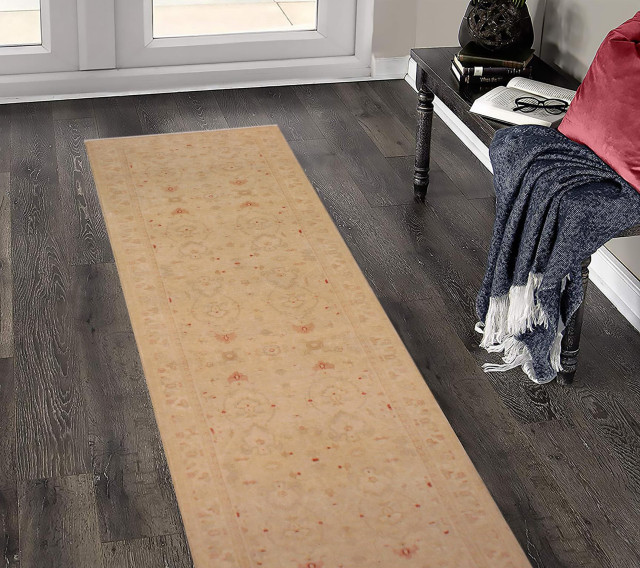 Classic Ziegler Coleen Tan Brown Hand-Knotted Wool Runner - 2'6'' x 14 ...