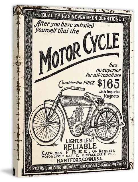 "Motor Cycle With Magneto" Painting Print on Wrapped Canvas, 24x29 ...