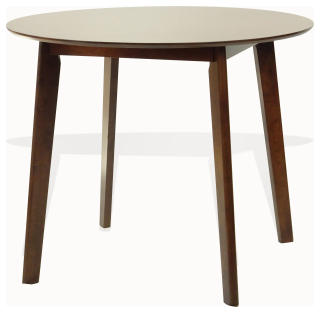 Yumiko Round Dining Kitchen Table Modern Wood, Medium Brown color ...