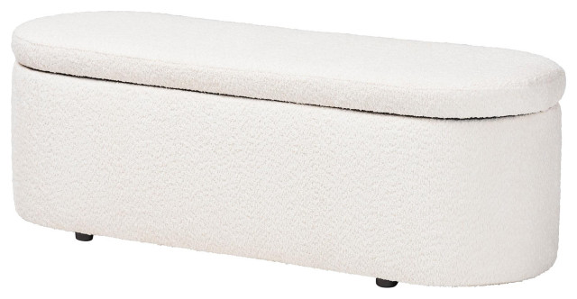 Mahala Modern White Fabric Storage Bench - Transitional - Accent And ...