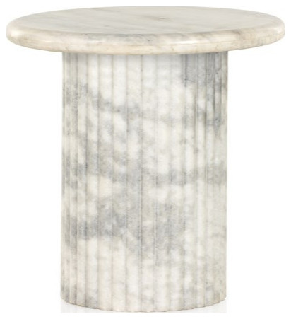 Almeda End Table White Scalloped Marble - Transitional - Side Tables ...