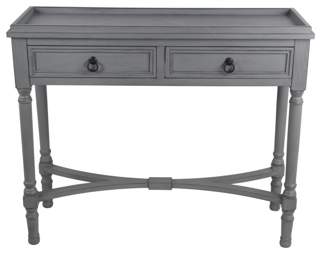 Wooden Rectangular Console Table with Two Spacious Drawers, Gray ...