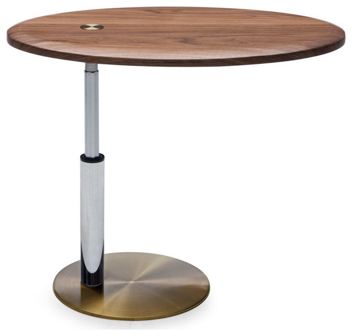 Lyneth End Table With Walnut Top And Bronze Base. - Contemporary - Side ...