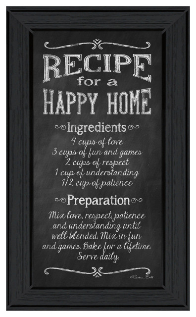 Recipe For A Happy Home 2 Black Framed Print Wall Art - Contemporary ...