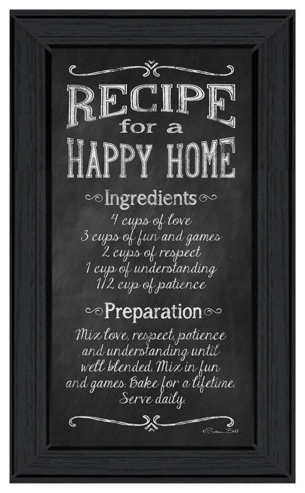 Recipe For A Happy Home 2 Black Framed Print Wall Art - Contemporary ...